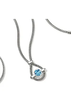 John Hardy Sterling Swiss Blue Topaz Icon Necklace