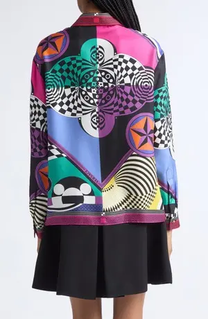 Versace Teatro Print Silk Foulard Button-up Shirt - Multicolor