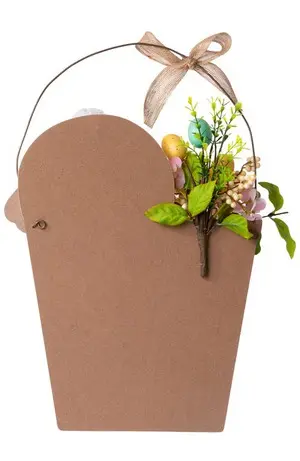 GLITZHOME 18"h Easter Wooden Bunny Eggs Door Hanger