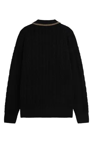 Scotch & Soda Cable Knit Polo Sweater - Meteorite