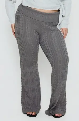 Princess Polly Baleigh Cable Stitch Foldover Flare Pants