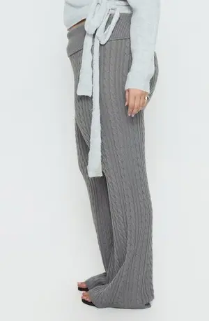 Princess Polly Baleigh Cable Stitch Foldover Flare Pants