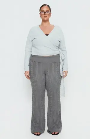 Princess Polly Baleigh Cable Stitch Foldover Flare Pants
