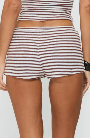 Princess Polly Terry Stripe Low Rise Shorts