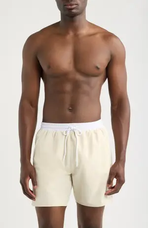 BOSS Starfish Graphic Logo Swim Trunks - Open White