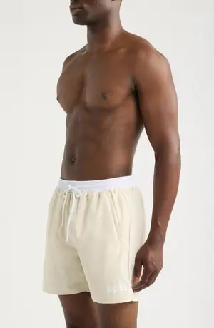 BOSS Starfish Graphic Logo Swim Trunks