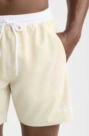 BOSS Starfish Graphic Logo Swim Trunks