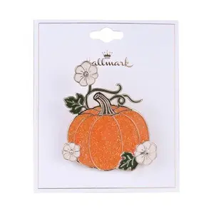 HALLMARK Glitter Enamel Pumpkin Statement Pin