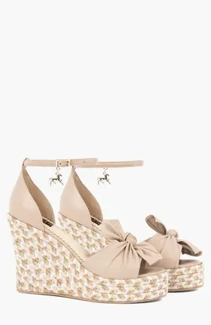CAVALINHO Golden Breeze Wedge Sandals With Bow Detailing - Beige