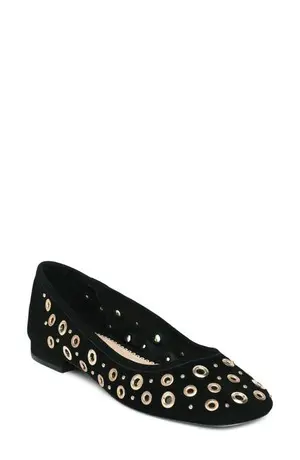 Cinq À Sept Ivy Mixed Hardware Ballet Flat - Black