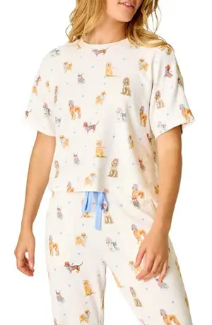 PJ Salvage Meet Me In Pawris Short Sleeve Pajama Tee - Ivory