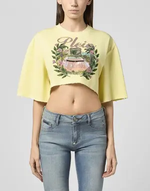 Philipp Plein Cropped Tennis Club T-shirt - Yellow