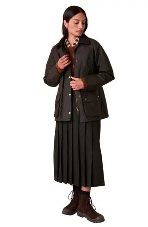 CELTIC & CO. Raglan Sleeve Waxed Cotton Jacket With Removable Hood And Corduroy Trim