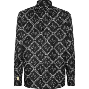 BILLIONAIRE Silk Gold Cut Shirt Bb Monogram - Black
