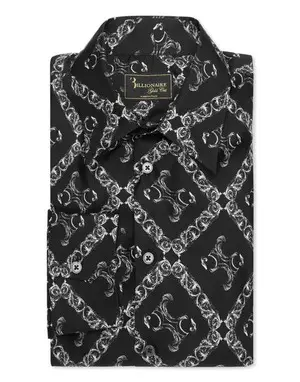 BILLIONAIRE Silk Gold Cut Shirt Bb Monogram - Black