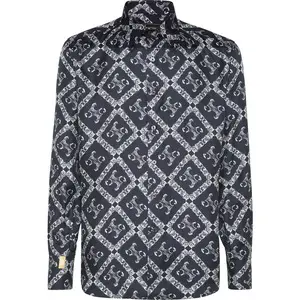 BILLIONAIRE Silk Gold Cut Shirt Bb Monogram - Navy