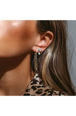 THE SIS KISS Custom Name Huggie Drop Earrings