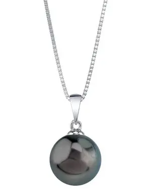 The Pearl Source 11mm Tahitian South Sea Pearl Sydney Pendant - Sterling Silver