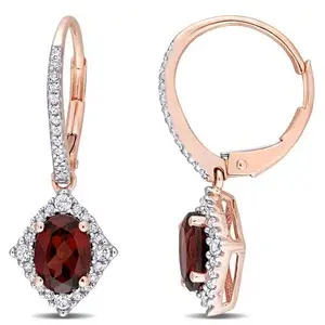 JULIANNA B. White Sapphire & Diamond Halo Earrings - Garnet