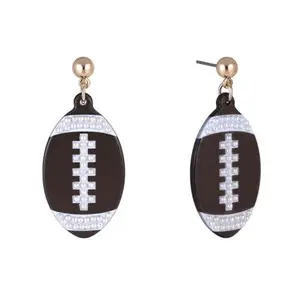 HALLMARK Football Drop Earrings With Pearl-accented Stitching - Brown