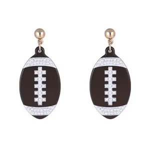HALLMARK Football Drop Earrings With Pearl-accented Stitching