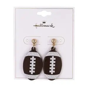 HALLMARK Football Drop Earrings With Pearl-accented Stitching