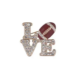 HALLMARK Love" Football Pin With Rhinestones - Brown