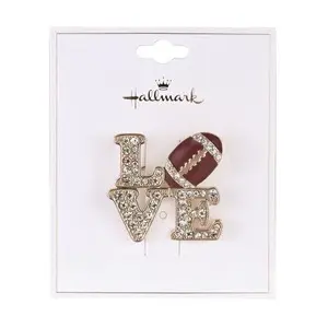 HALLMARK Love" Football Pin With Rhinestones