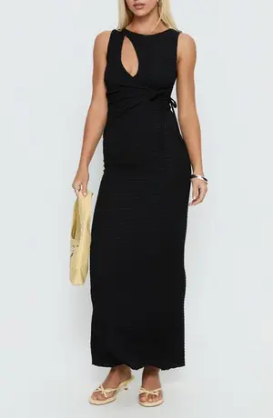 Princess Polly Sleeveless Textured Cutout Maxi Dress