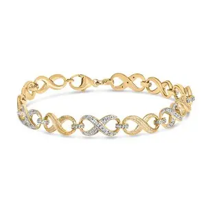 HAUS OF BRILLIANCE Gold Vermeil Diamond Infinity Link Bracelet - Silver