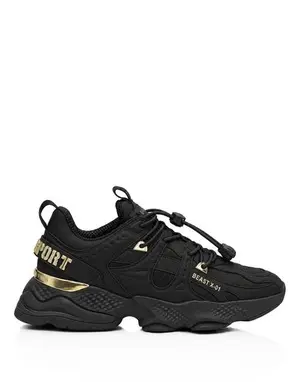 PLEIN SPORT Runner Beast X-01 Nappa Sneakers - Black/lightgold