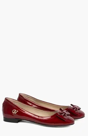 CAVALINHO Patent Leather Ballet Flats With Bow Detail