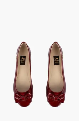 CAVALINHO Patent Leather Ballet Flats With Bow Detail