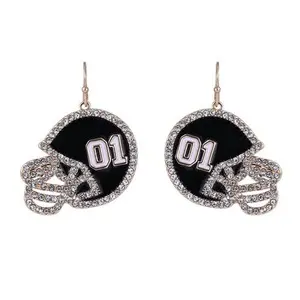 HALLMARK Football Helmet Statement Earrings With Rhinestone Embellishments