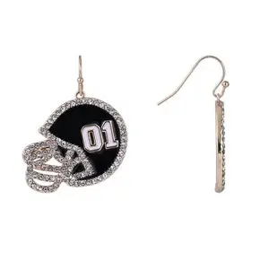 HALLMARK Football Helmet Statement Earrings With Rhinestone Embellishments