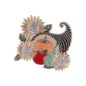 HALLMARK Enamel And Stone Cornucopia Pin