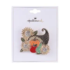 HALLMARK Enamel And Stone Cornucopia Pin
