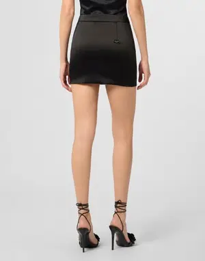 Philipp Plein Satin Mini Skirt With Floral Embellishment