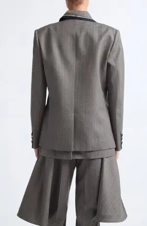 Sacai Layered Deconstructed Herringbone Jacket - Brown