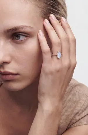 ST. MORAN Marquise Cut Moonstone & Cubic Zirconia Pavé Ring