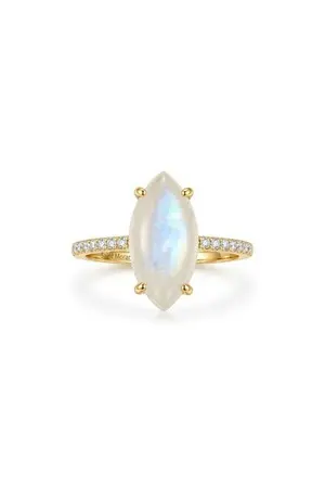 ST. MORAN Marquise Cut Moonstone & Cubic Zirconia Pavé Ring
