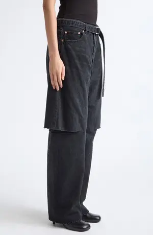 Sacai Sliced Belted Denim Jeans - Black