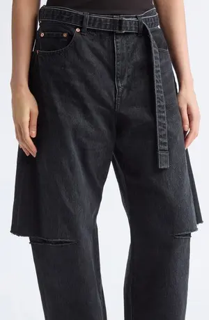 Sacai Sliced Belted Denim Jeans - Black