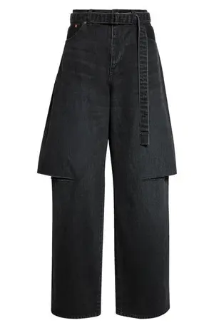 Sacai Sliced Belted Denim Jeans - Black