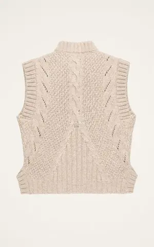 La DoubleJ Embroidered Cameo Vest - Solid Ecru
