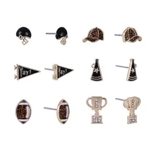 HALLMARK Game Day Football Themed Stud Earring Set - Brown
