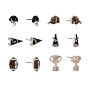 HALLMARK Game Day Football Themed Stud Earring Set - Brown
