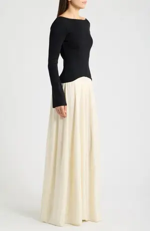 Solid & Striped The Ambrio Bateau Neck Long Sleeve Maxi Dress