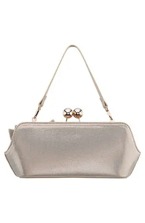 Nina Kenji Bow Frame Clutch - Platino