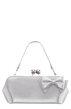 Nina Kenji Bow Frame Clutch - True Silver